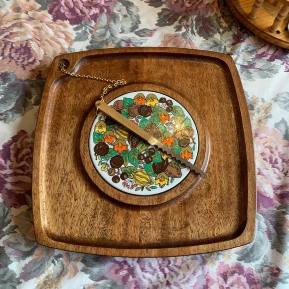 Gail Craft | Dining | Gail Craft Wood Ceramic Tile Cheese Board Tray ...
